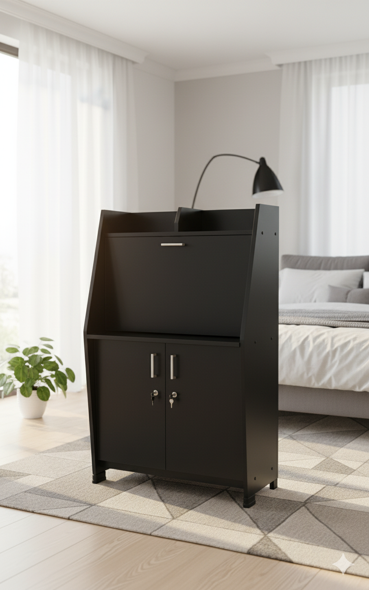 Study Table 136 With Shelf Black – Excel Furniture